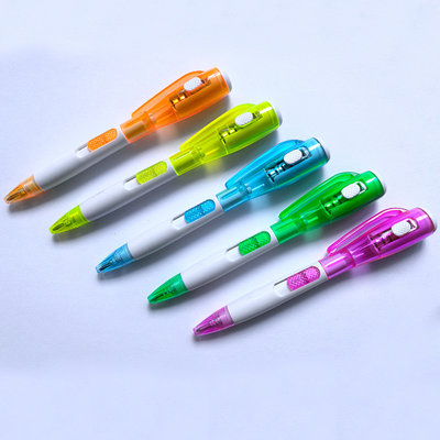 Multi-function LED light plastic ball pen with printing logo for promotion