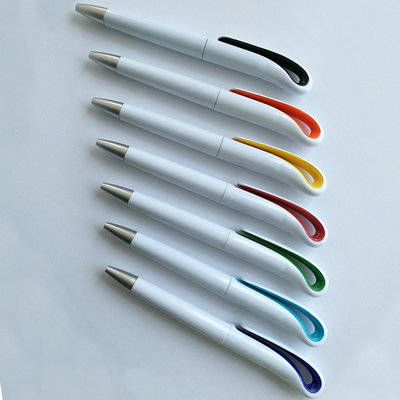 White Plastic twist Ball Point Pen with customized logo for promotion