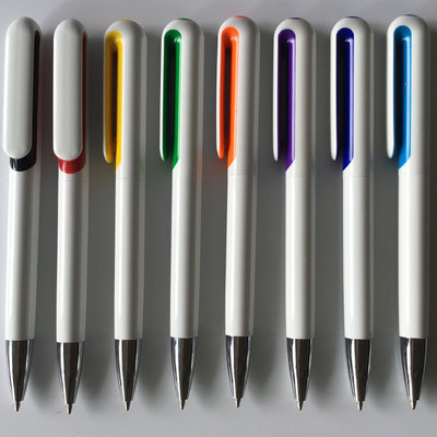 New design white color twist promotion plastic pen with customized printing LOGO
