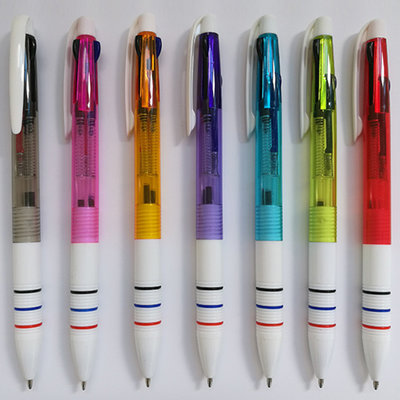 Transparent 3color click ball pen with customized LOGO