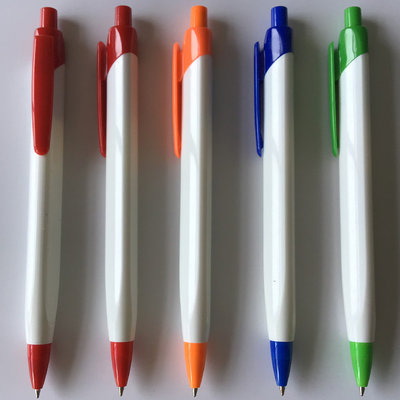 Plastic white triangle ballpoint pen with silk printing LOGO use for promotion