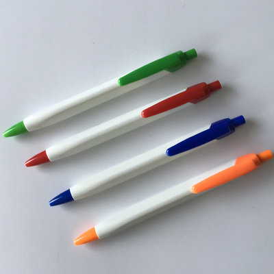 Plastic white triangle ballpoint pen with silk printing LOGO use for promotion